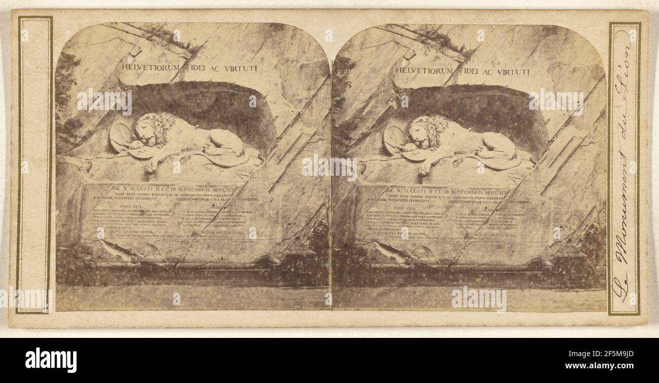 Le monument du Lion a Lucerne. Adolphe Braun (French, 1812 - 1877 Stock ...