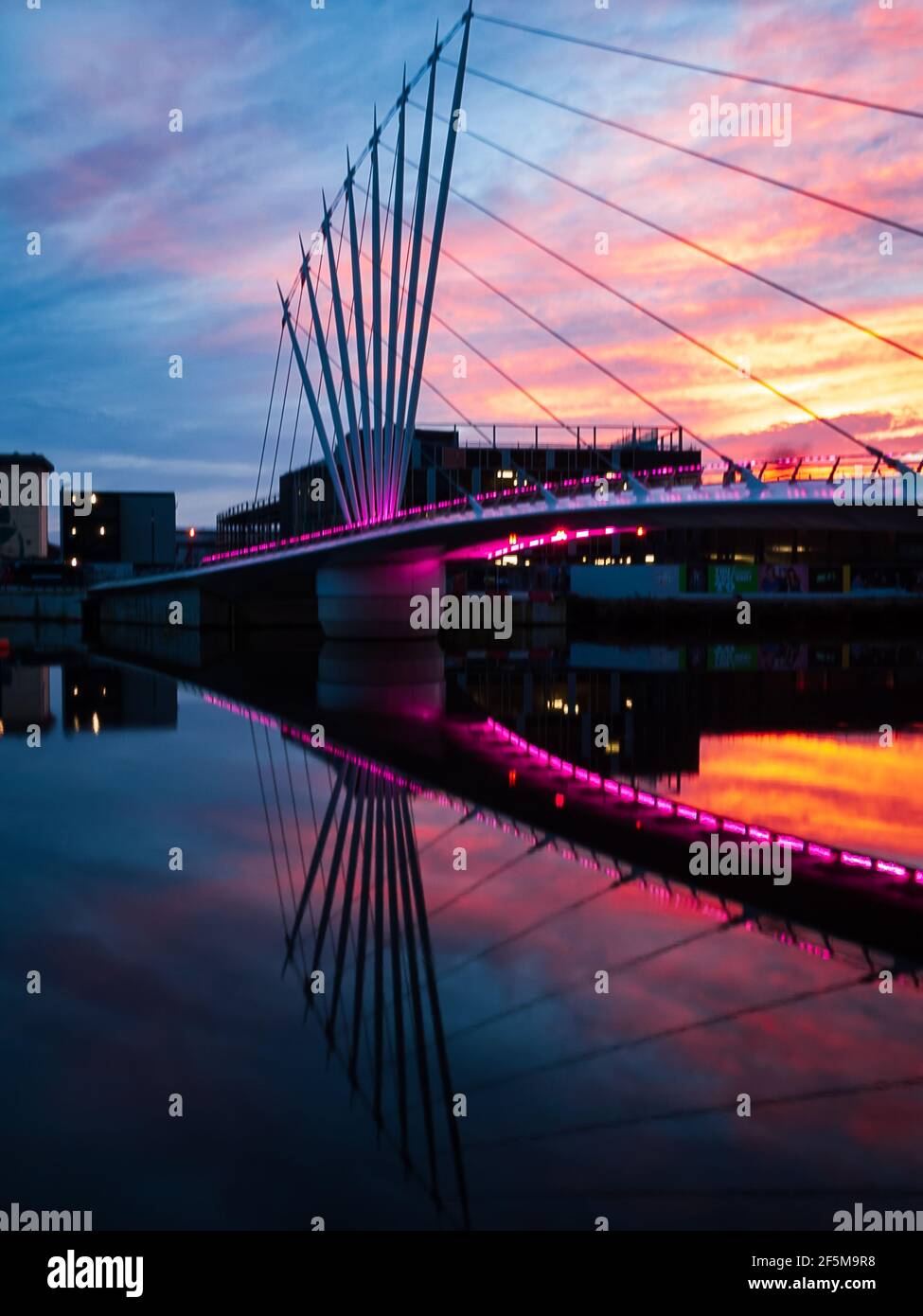 Sunset at media city in Manchester UK Stock Photo - Alamy
