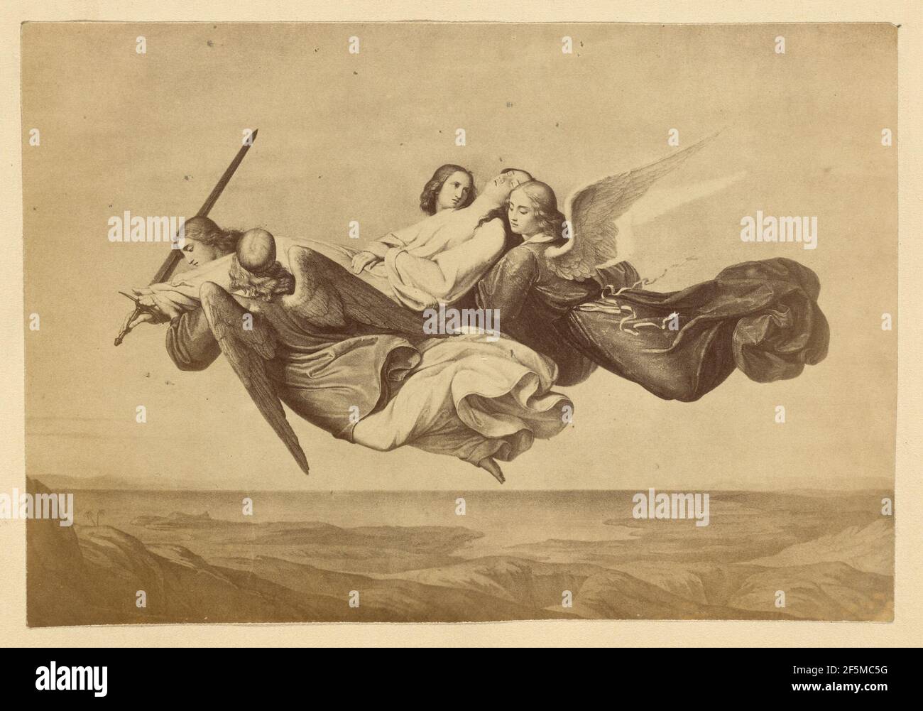 Four angels carrying supine woman. Unknown Stock Photo - Alamy