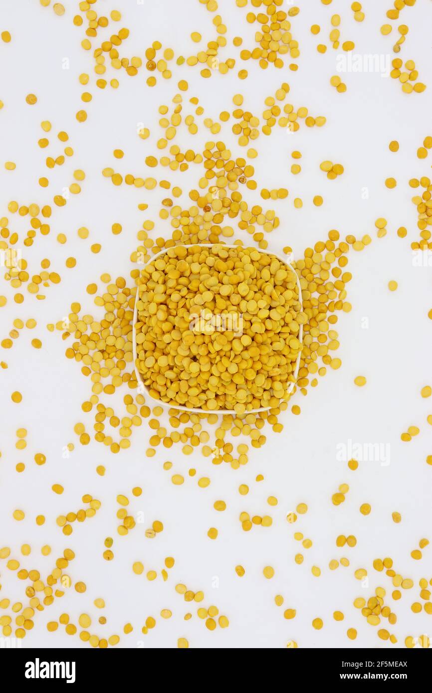 chickpea Also Know as Chana Daal in a white white little bowl isolated ...