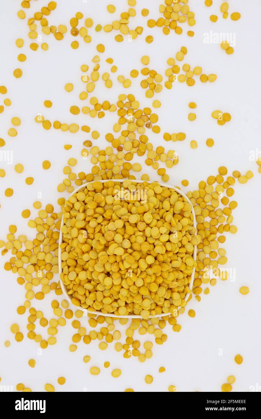 chickpea Also Know as Chana Daal in a white white little bowl isolated ...