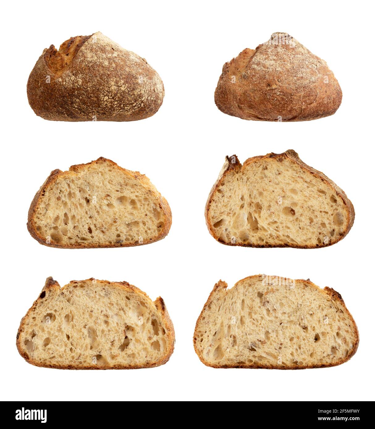 Sliced bread on white background top view. Fresh delicious homemade ...