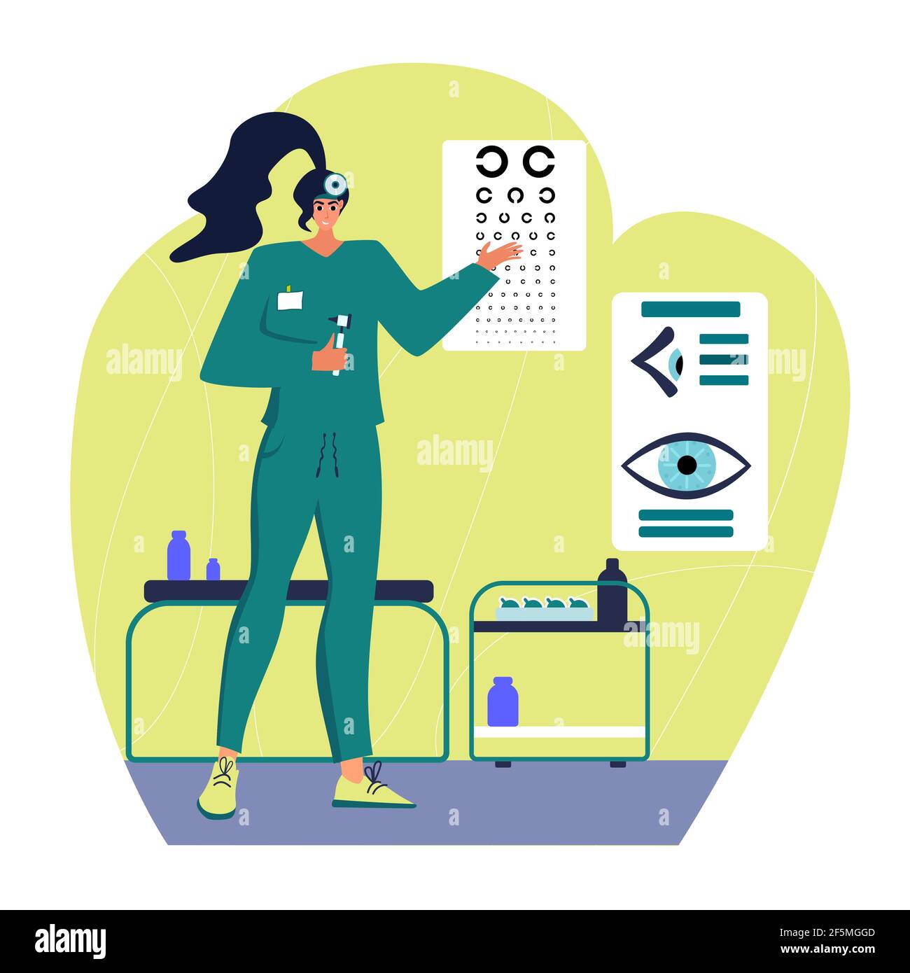 Optical eyes test illustration. Ophthalmology concept. Ophthalmologist ...