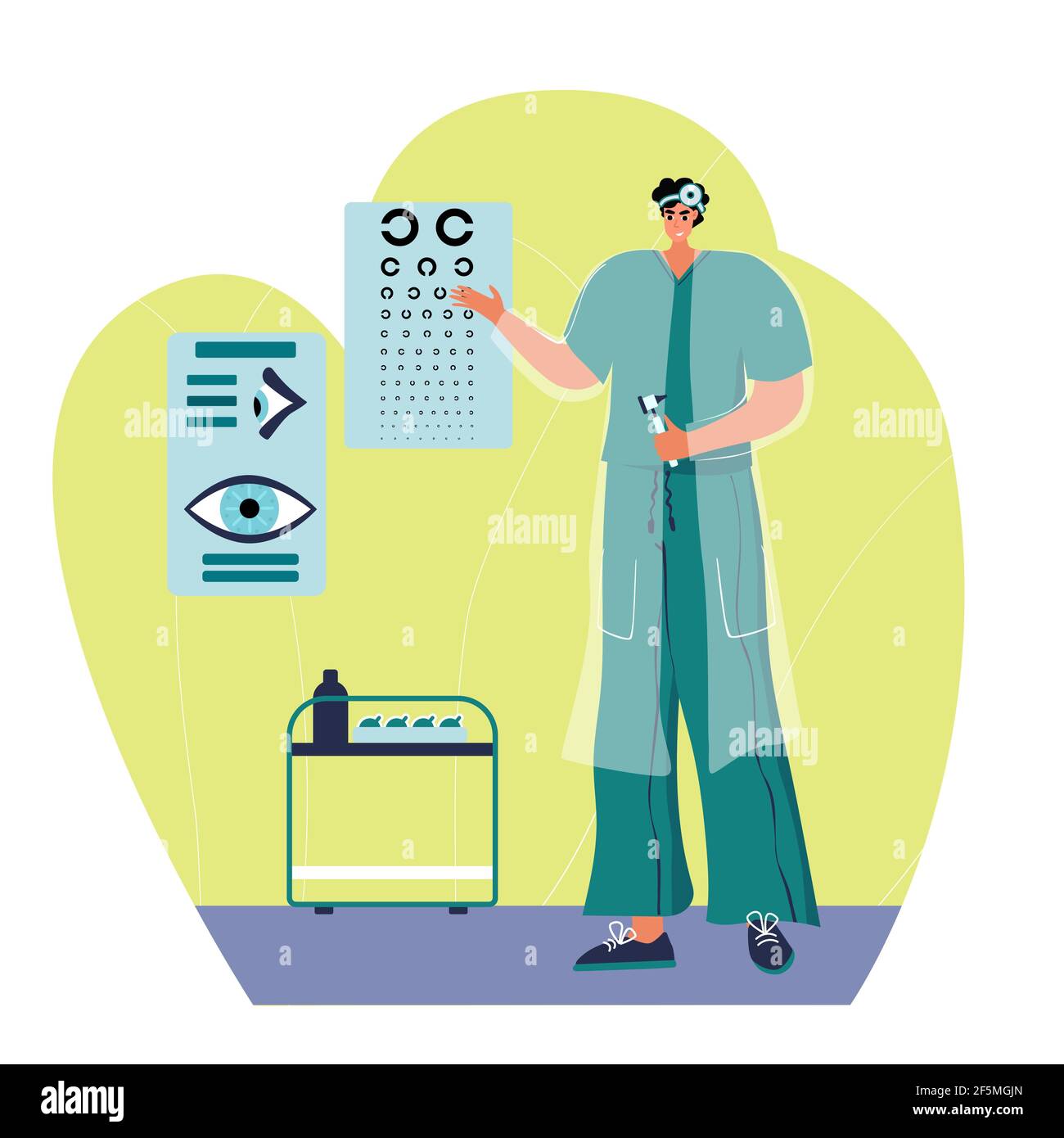 Optical eyes test illustration. Ophthalmology concept. Ophthalmologist ...
