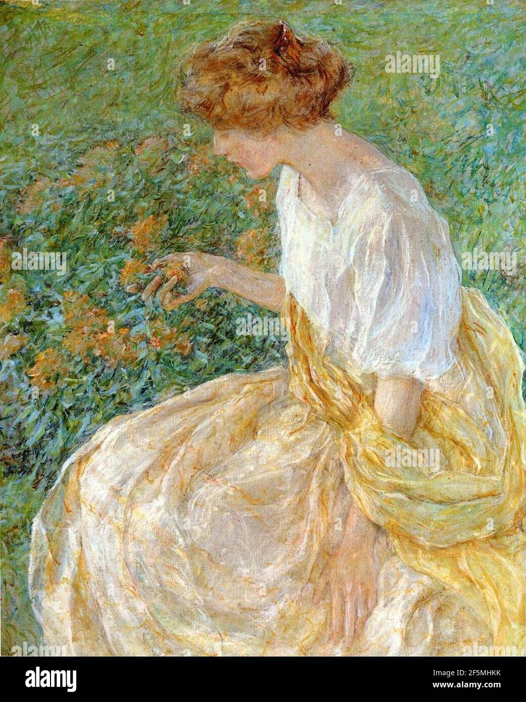 Reid Robert Lewis The Yellow Flower aka The Artist-s Wife in the Garden ...