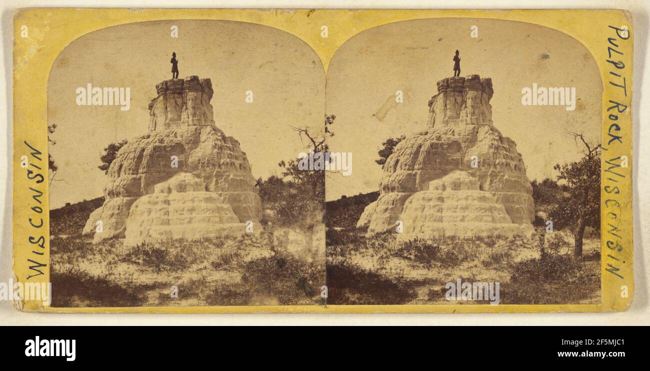 Pulpit Rock, (White Sand Stone) 40 ft high, St. Croix, Wis.. John ...