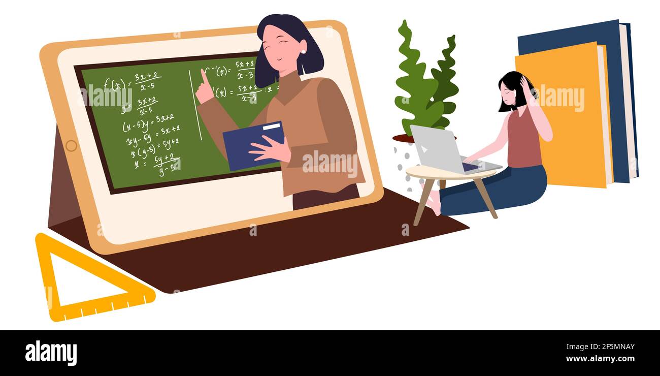 women learning use laptop with modern flat style Stock Vector Image ...