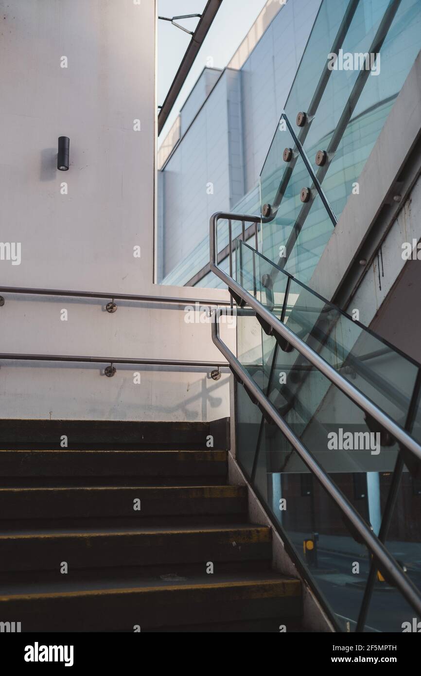 Empty concrete stairs next to the shopping mall Stock Photo - Alamy