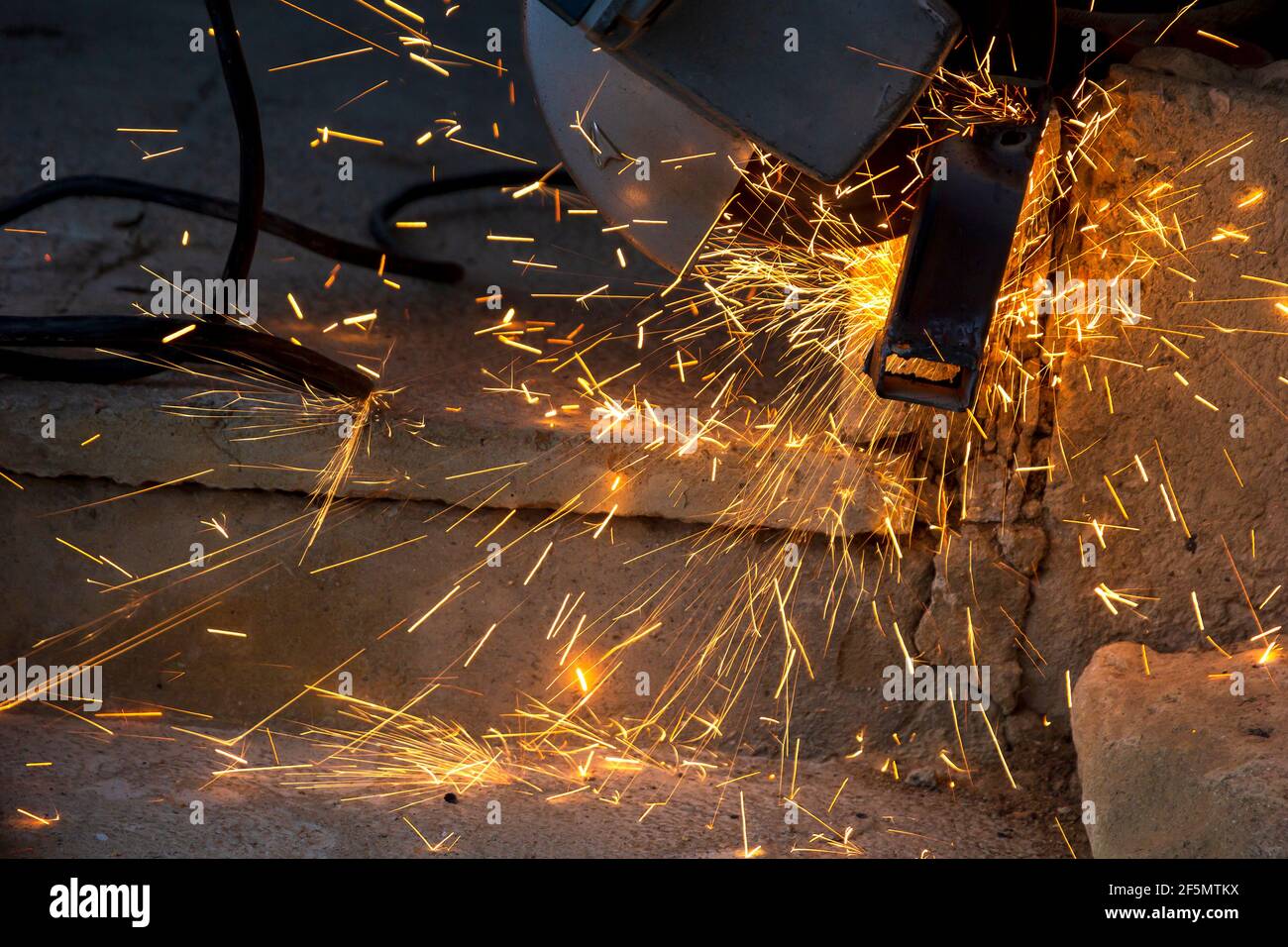 Art view of Grinding sparks from metal. Industry concept Stock Photo ...