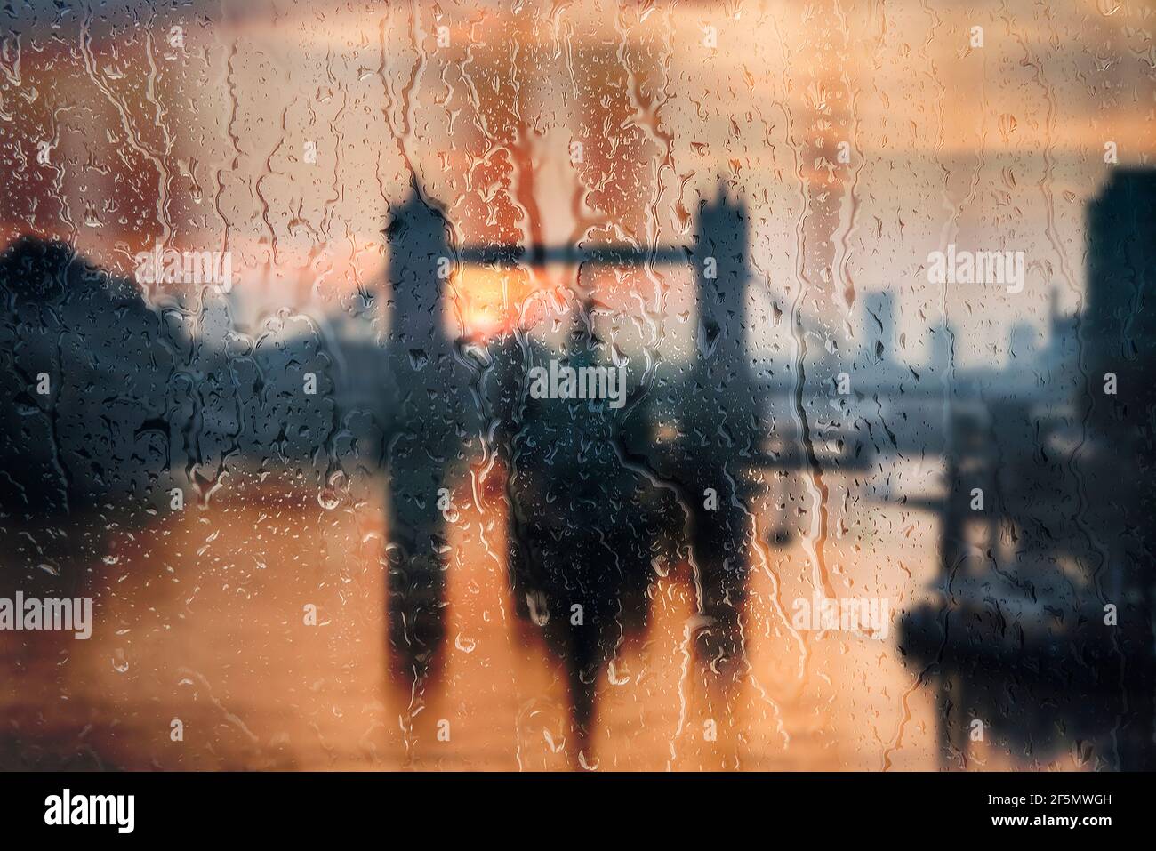 Beautiful landscape conceptual view of London City through glass window ...