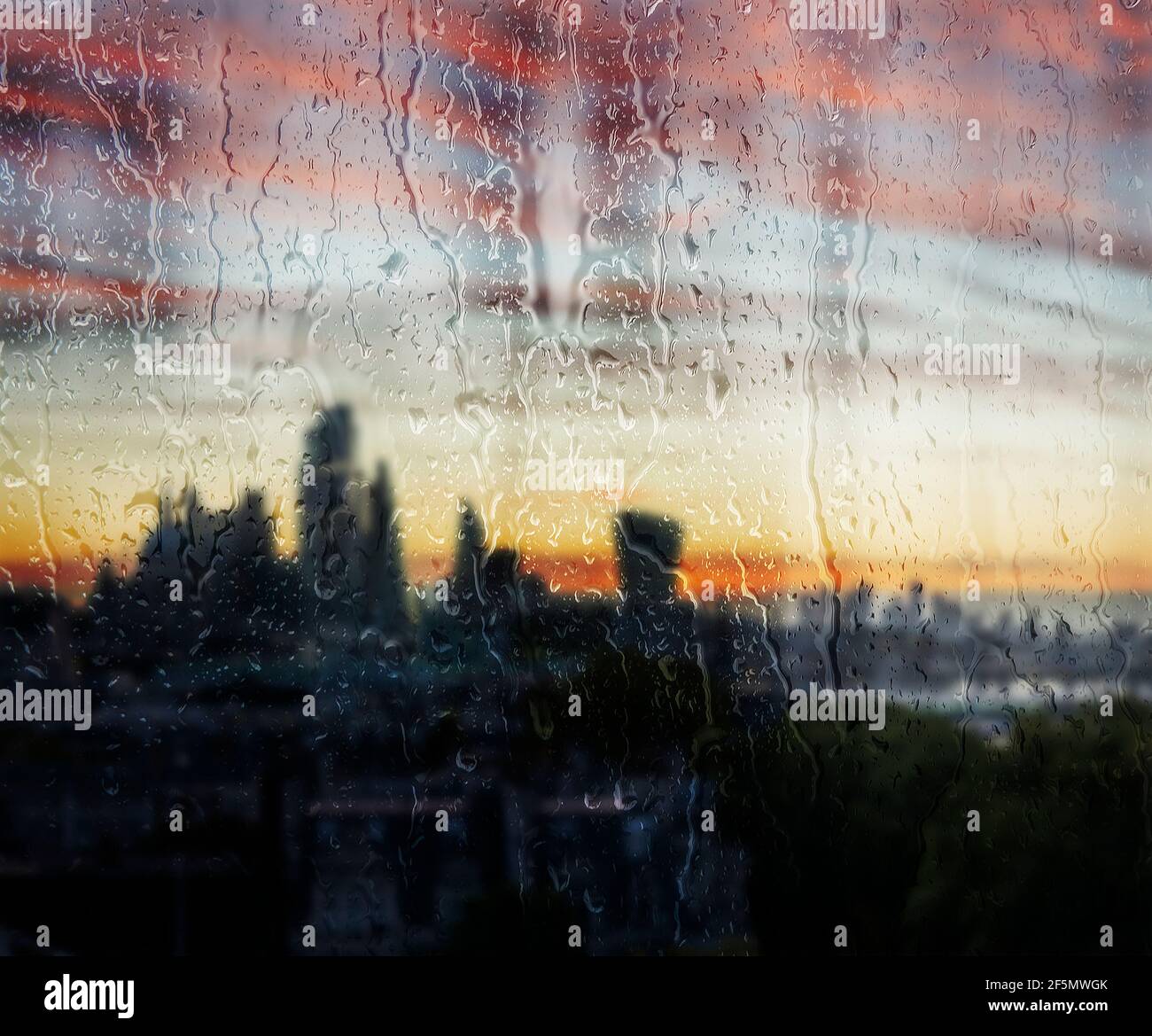 Beautiful landscape conceptual view of London City through glass window ...