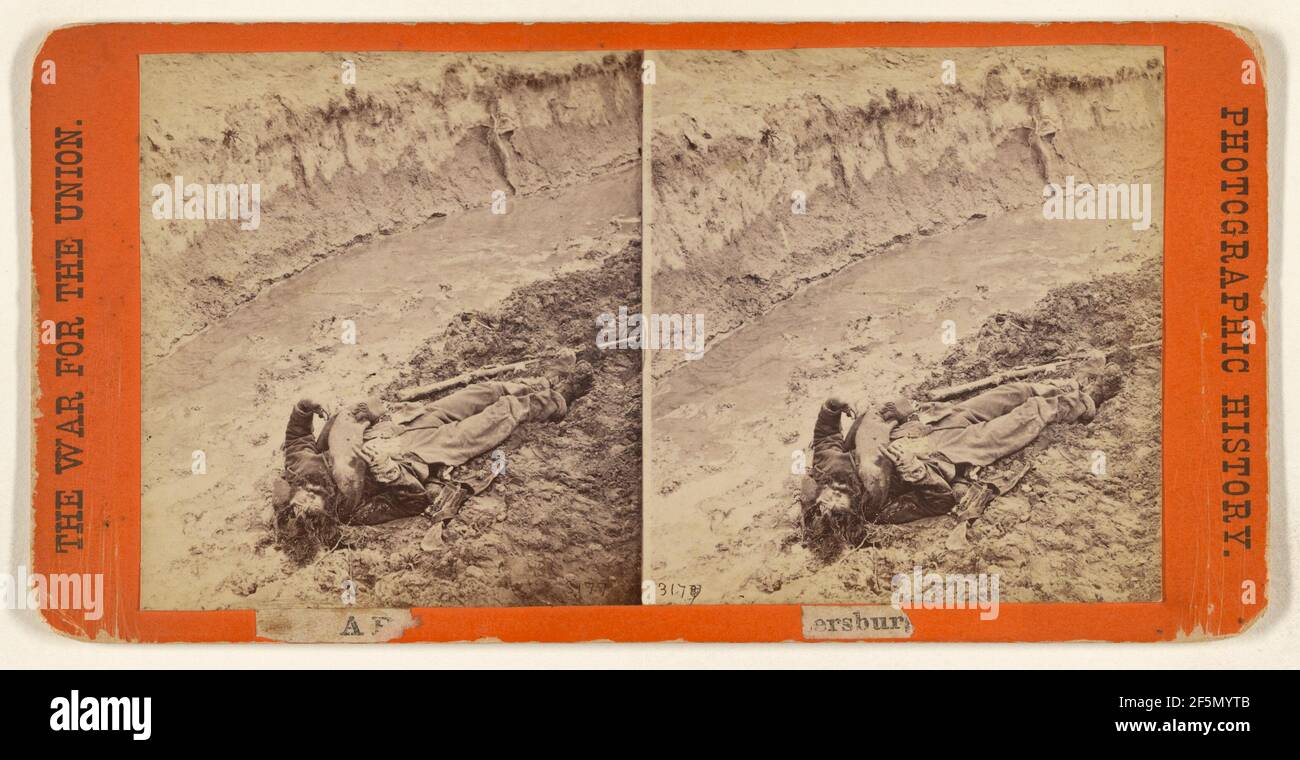 Confederate soldier killed in the trenches on the Petersburg line. This ...
