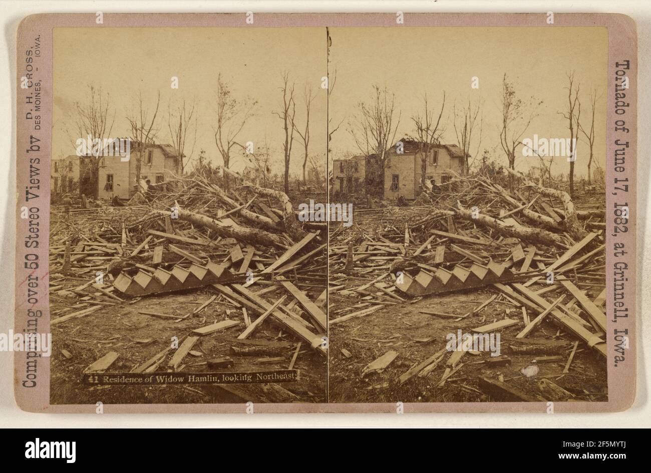 Residence of Widow Hamlin, looking Northeast. Tornado of June 17, 1882 ...