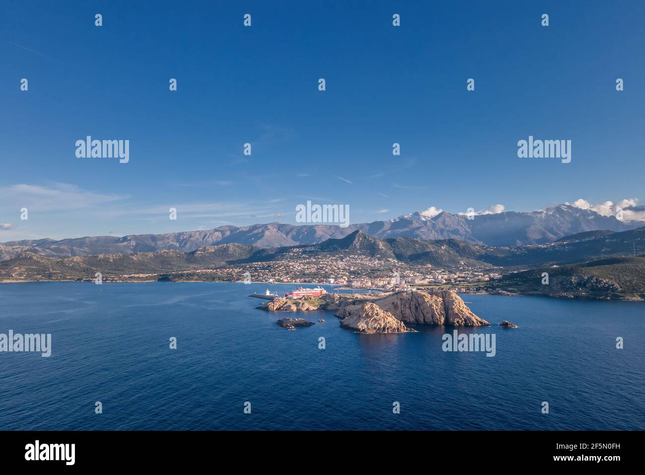 Ile Rousse, Corsica, France - 23rd March 2021. Aerial view of a Corsica ...
