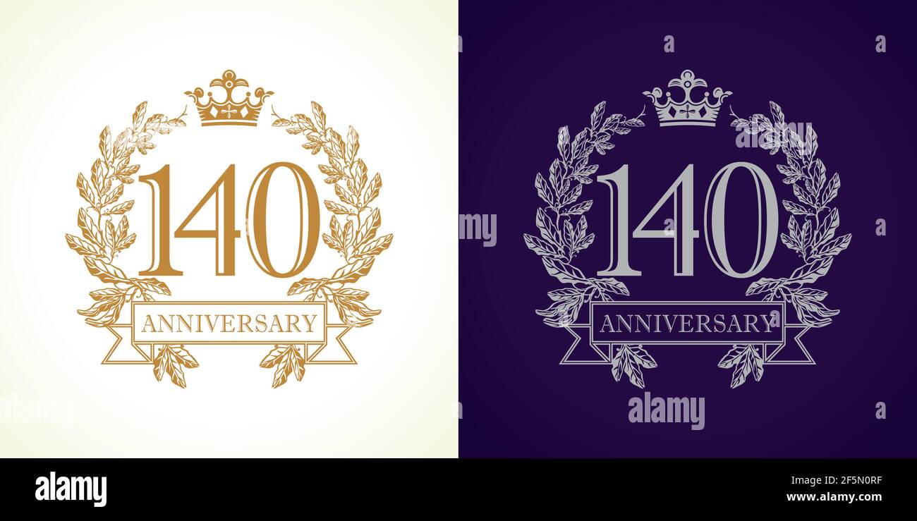 140 years old luxury logotype. Congratulating 140th numbers, heraldic ...