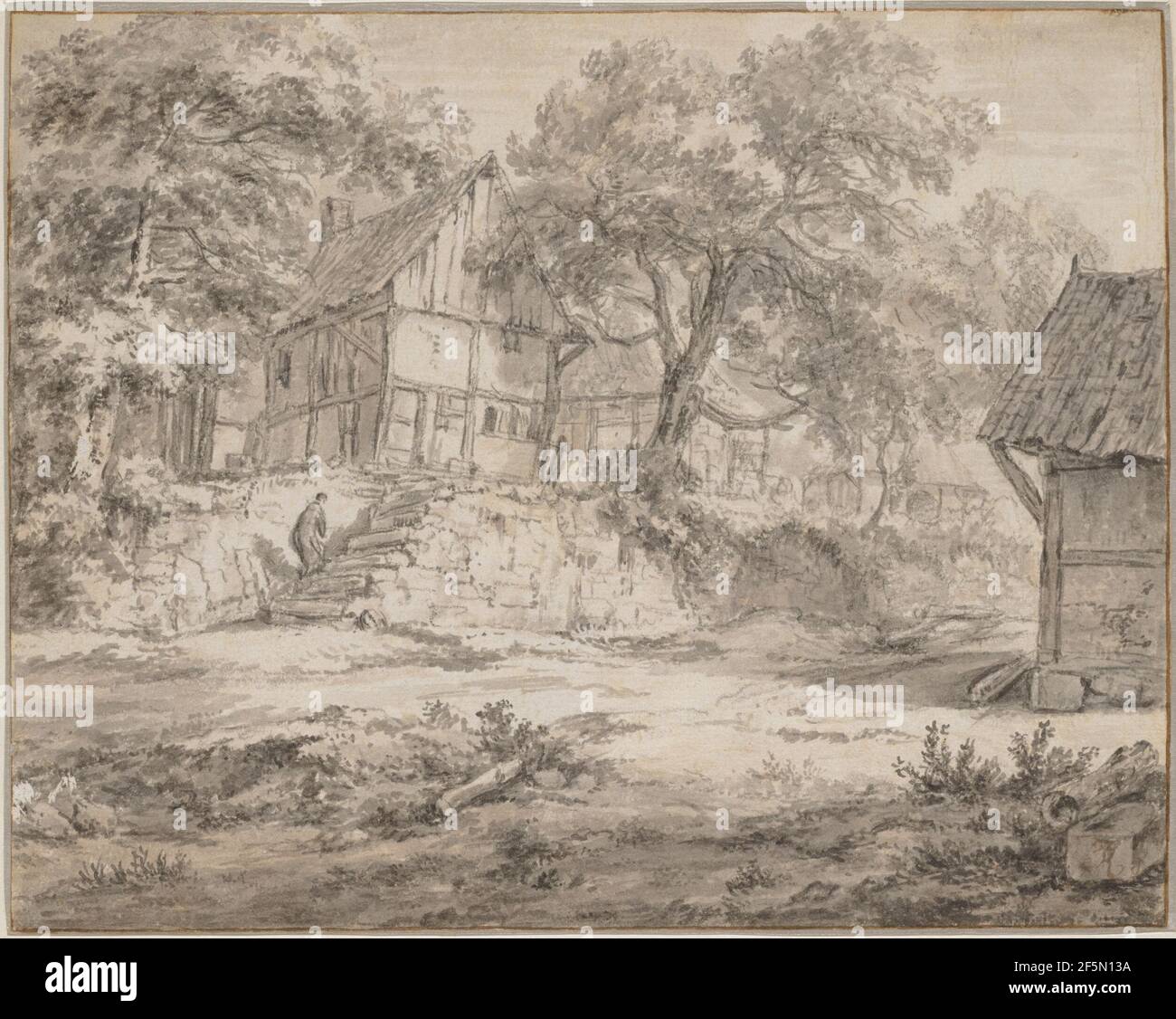 Cottages among Trees. Jacob van Ruisdael (Dutch, 1628/1629 - 1682 Stock ...