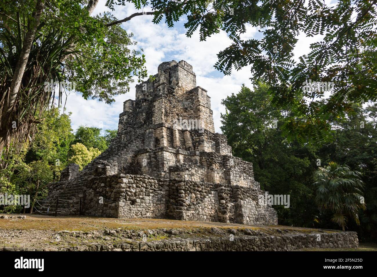 El castillo ruins of old Mayan Temple in Muyil, Quintana Roo, Yucatan ...