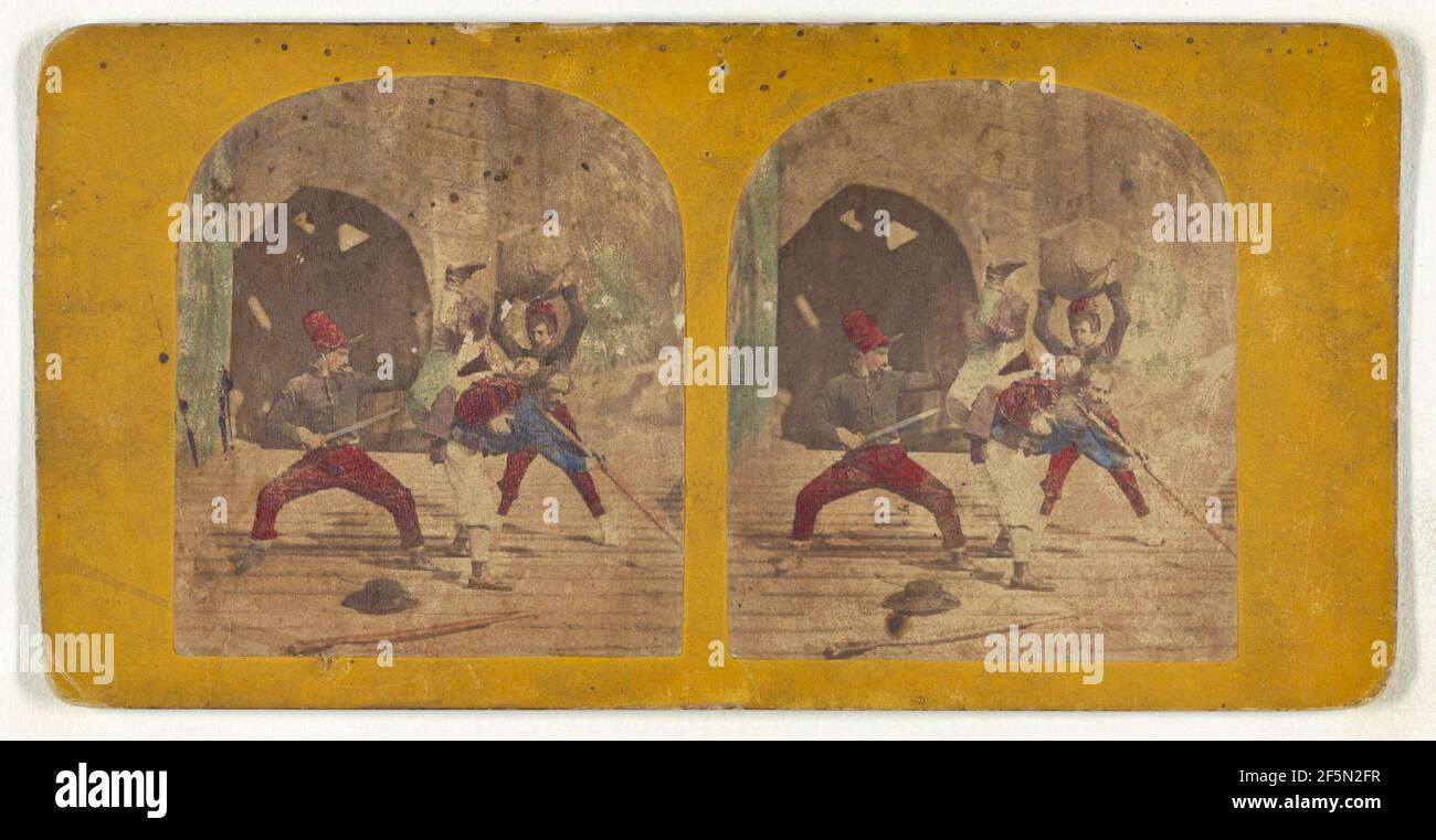 Genre scene: men fighting. Unknown Stock Photo - Alamy