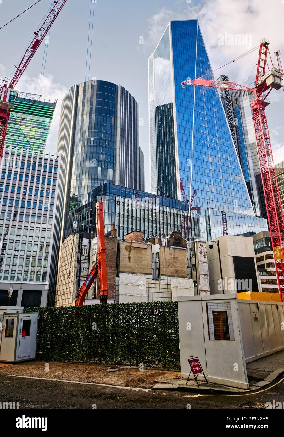 Construction work in Fenchurch Street showing Fen Court building ...