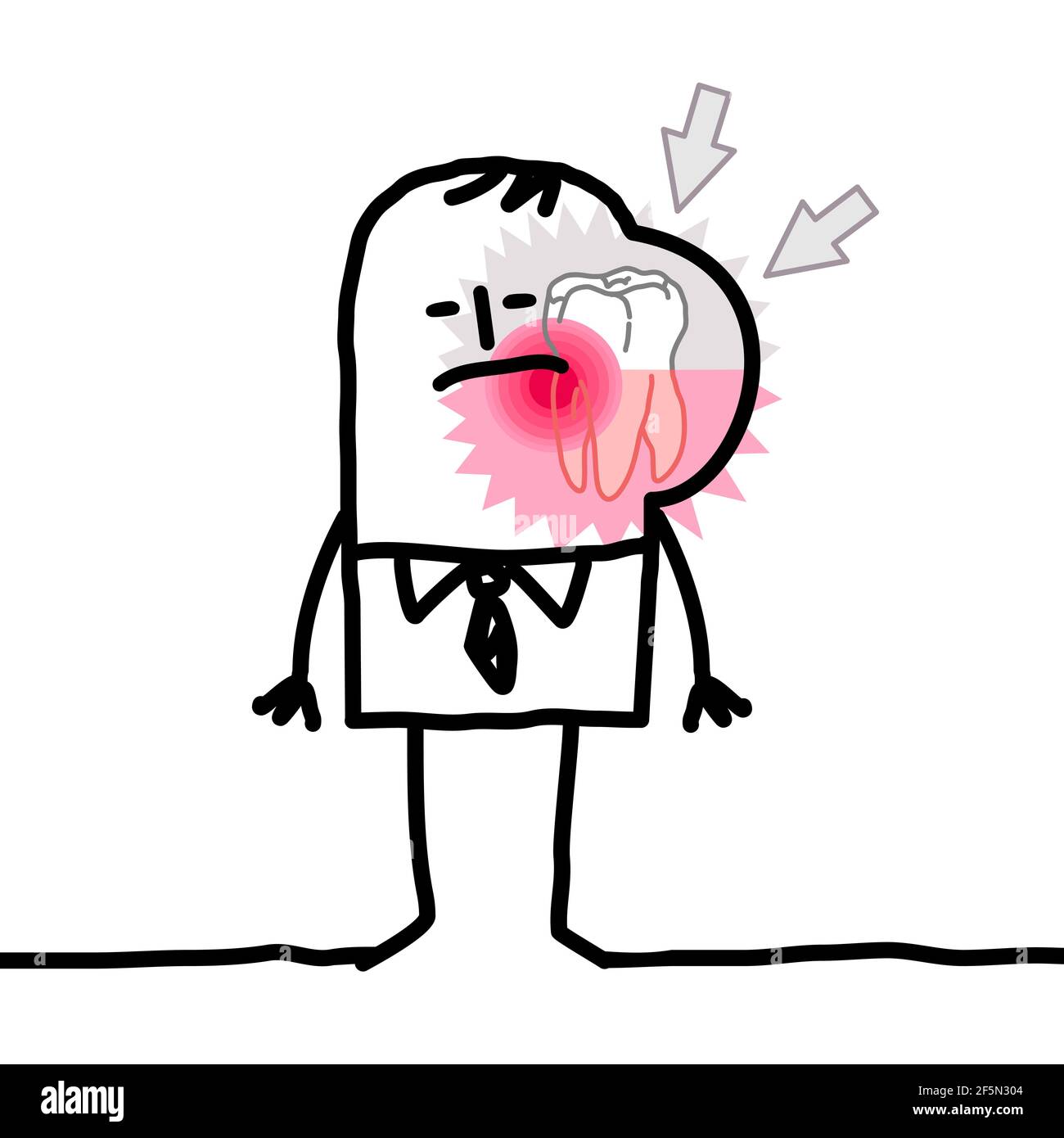 Hand drawn Cartoon Man suffering because of a big Toothache Stock ...