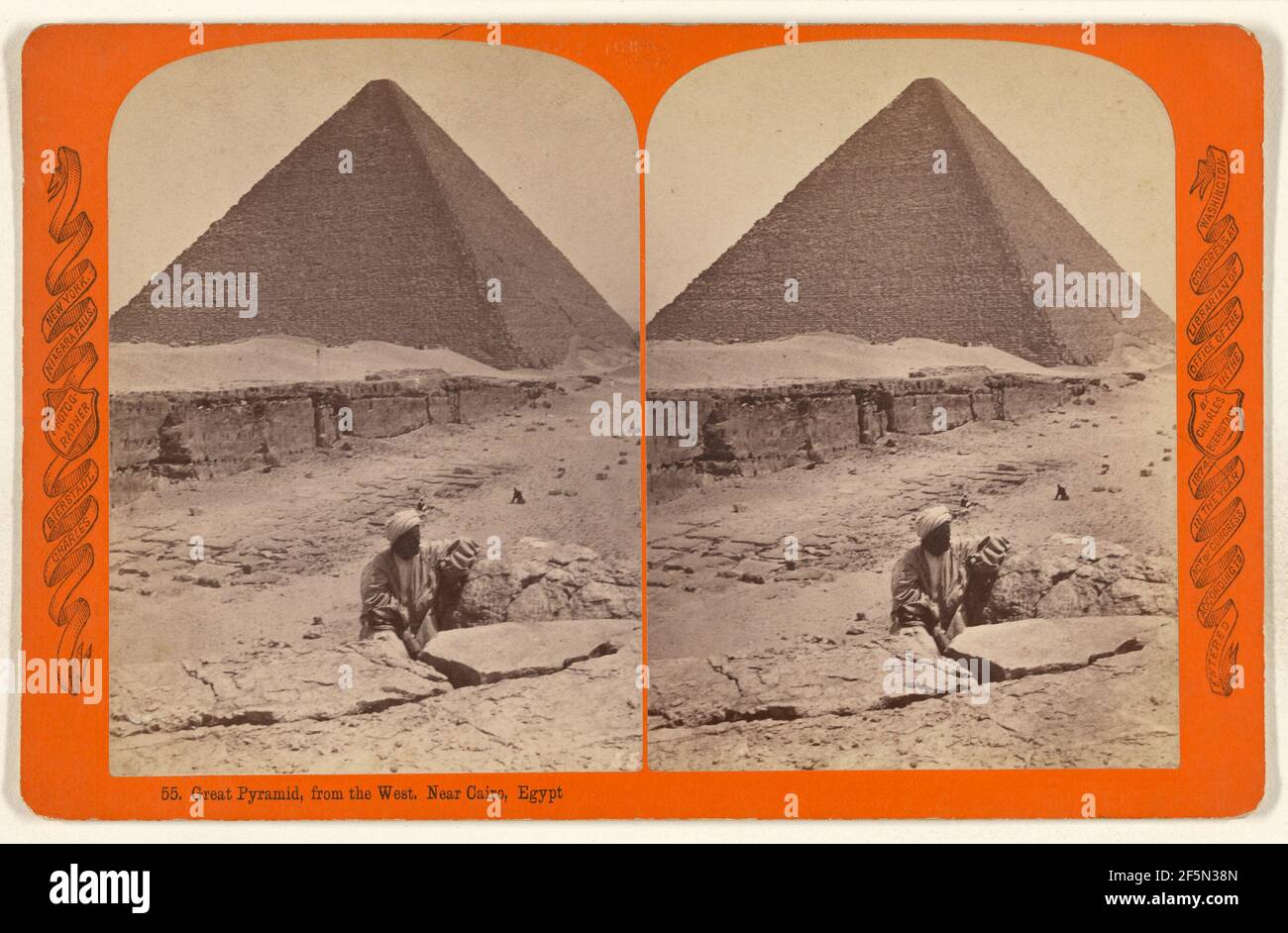 Great Pyramid, from the West. Near Cairo, Egypt.. Charles Bierstadt ...