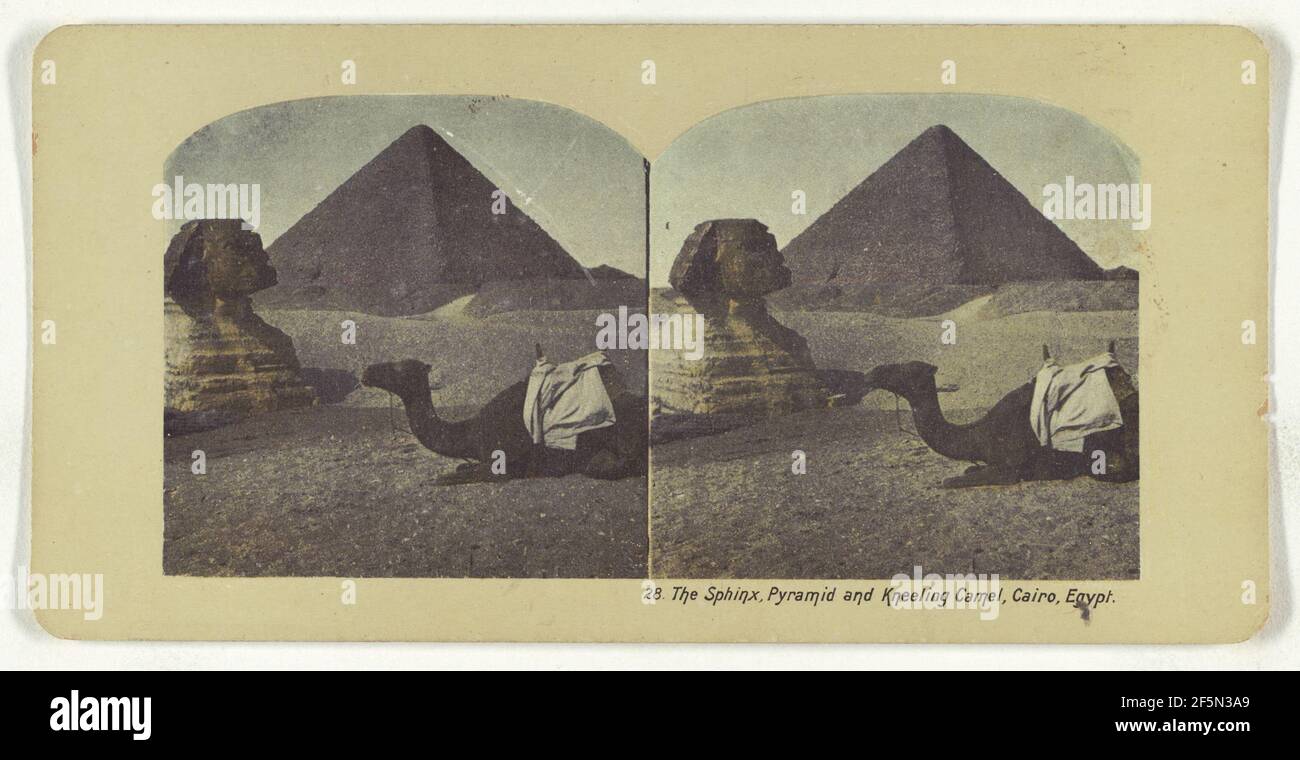 The Sphinx, Pyramid and Kneeling Camel, Cairo, Egypt.. Unknown maker ...