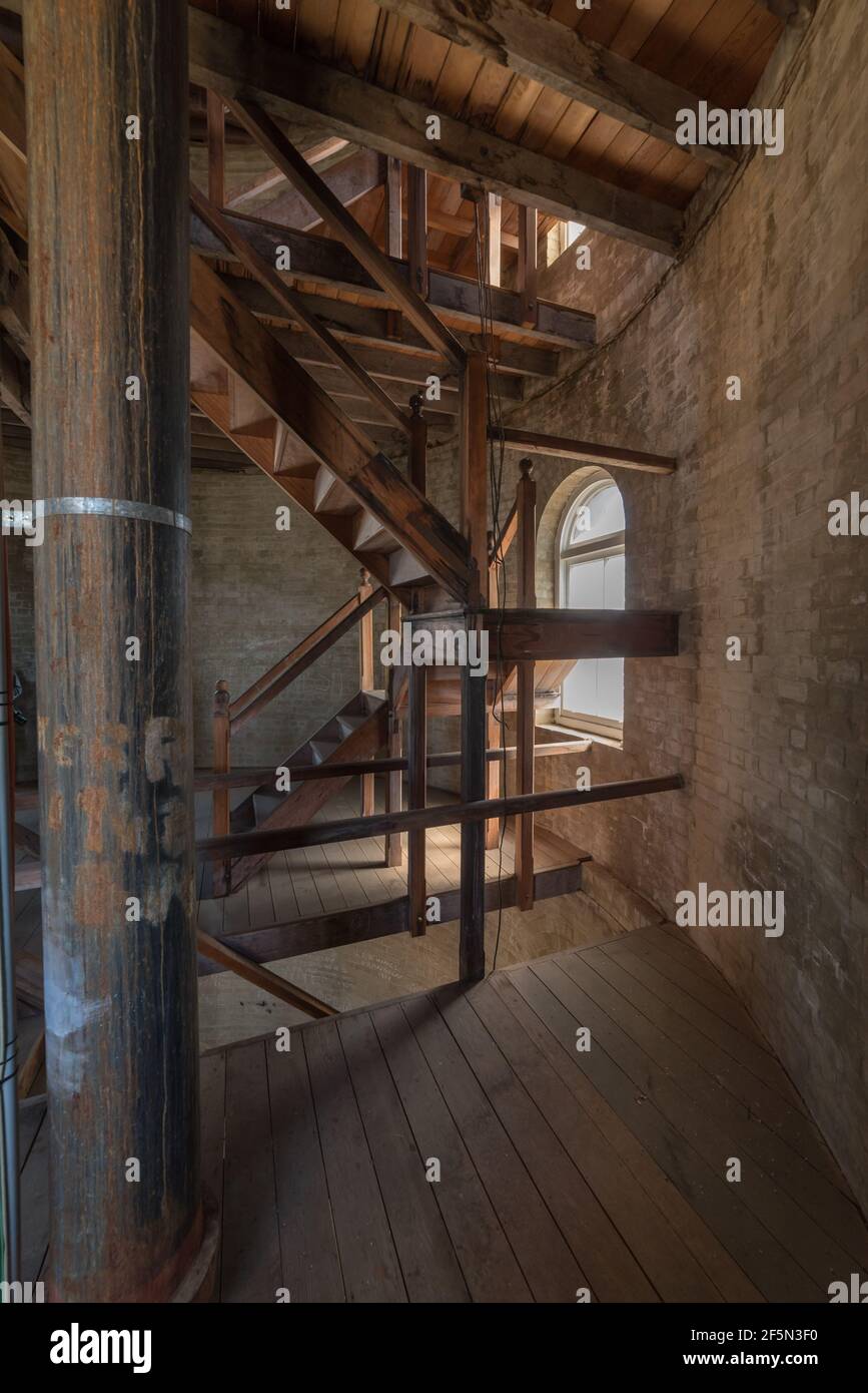 wooden stairs inside an old water tower Stock Photo - Alamy