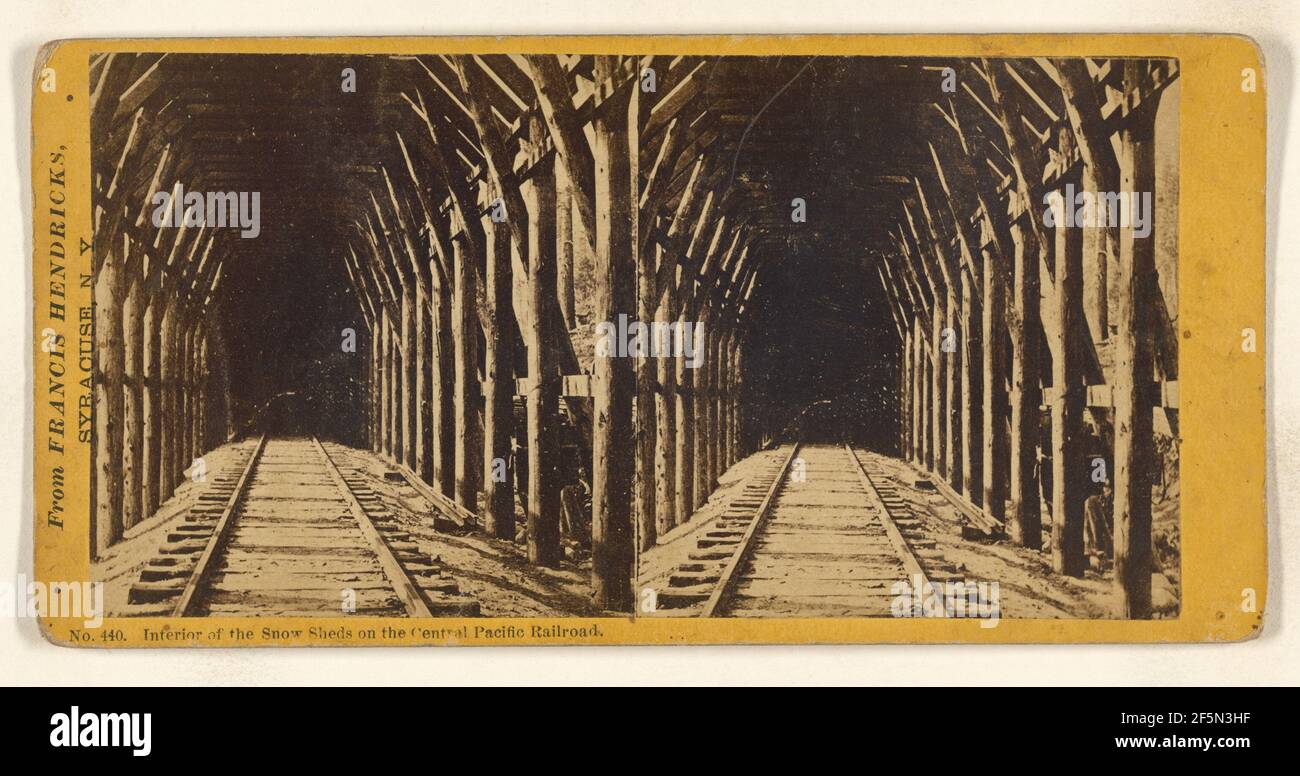 Interior of the Snow Sheds on the Central Pacific Railroad.. Francis ...