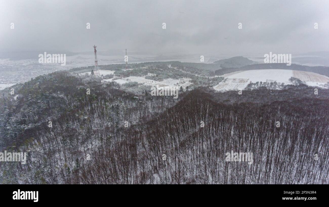 Radio television tower, a tower for broadcasting a signal in a frosty ...