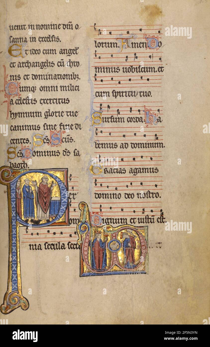Initial P: A Priest and Two Deacons before an Altar; Monogram VD ...