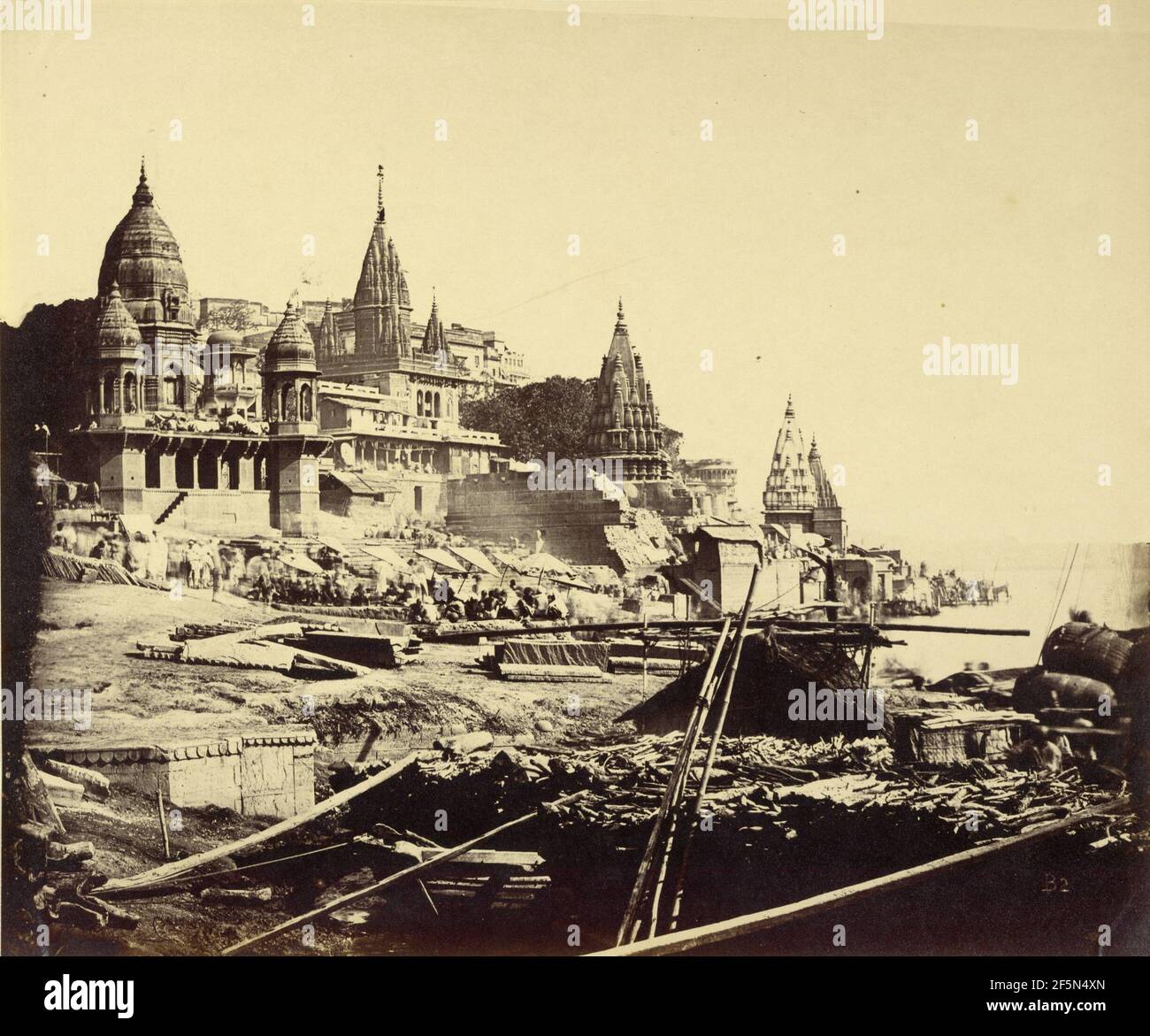 Sacred Temple of Benares from the River Side Stock Photo - Alamy