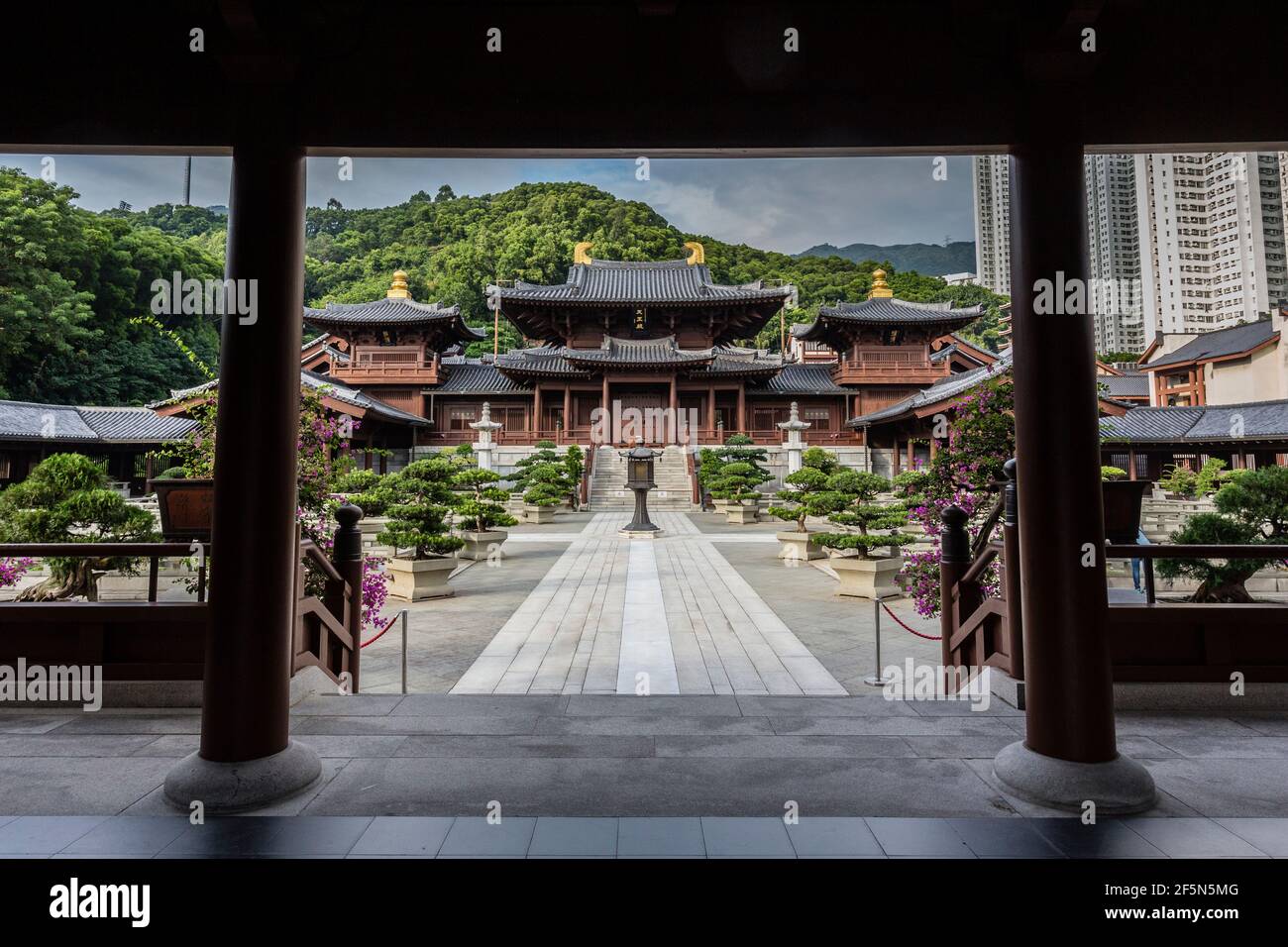 Pavillion and lotus pond at Chu Lin Nunnery, Hong Kong Stock Photo - Alamy