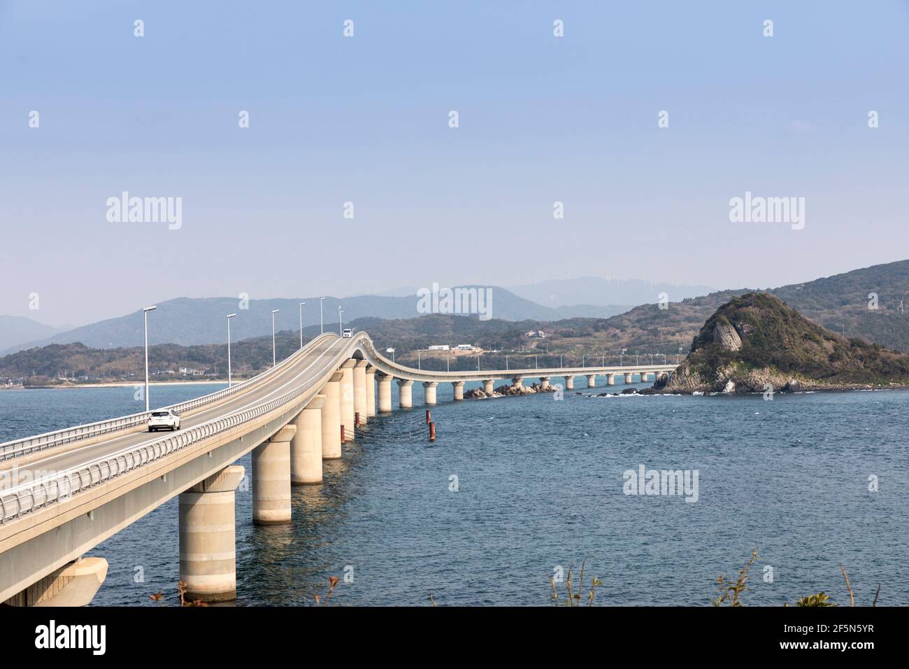 Bridge over Amagaseto Strait with Hato Island from Tsunoshima, Japan ...
