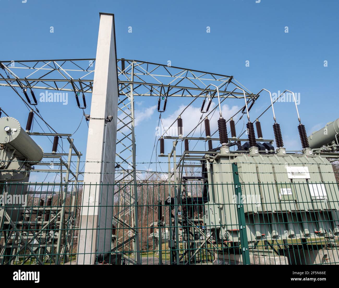 Electricity pylons in the substation hi-res stock photography and ...