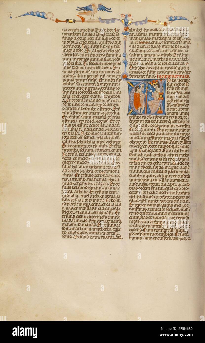 Initial V: Hanani and Another Jew before Nehemiah. Unknown Stock Photo ...