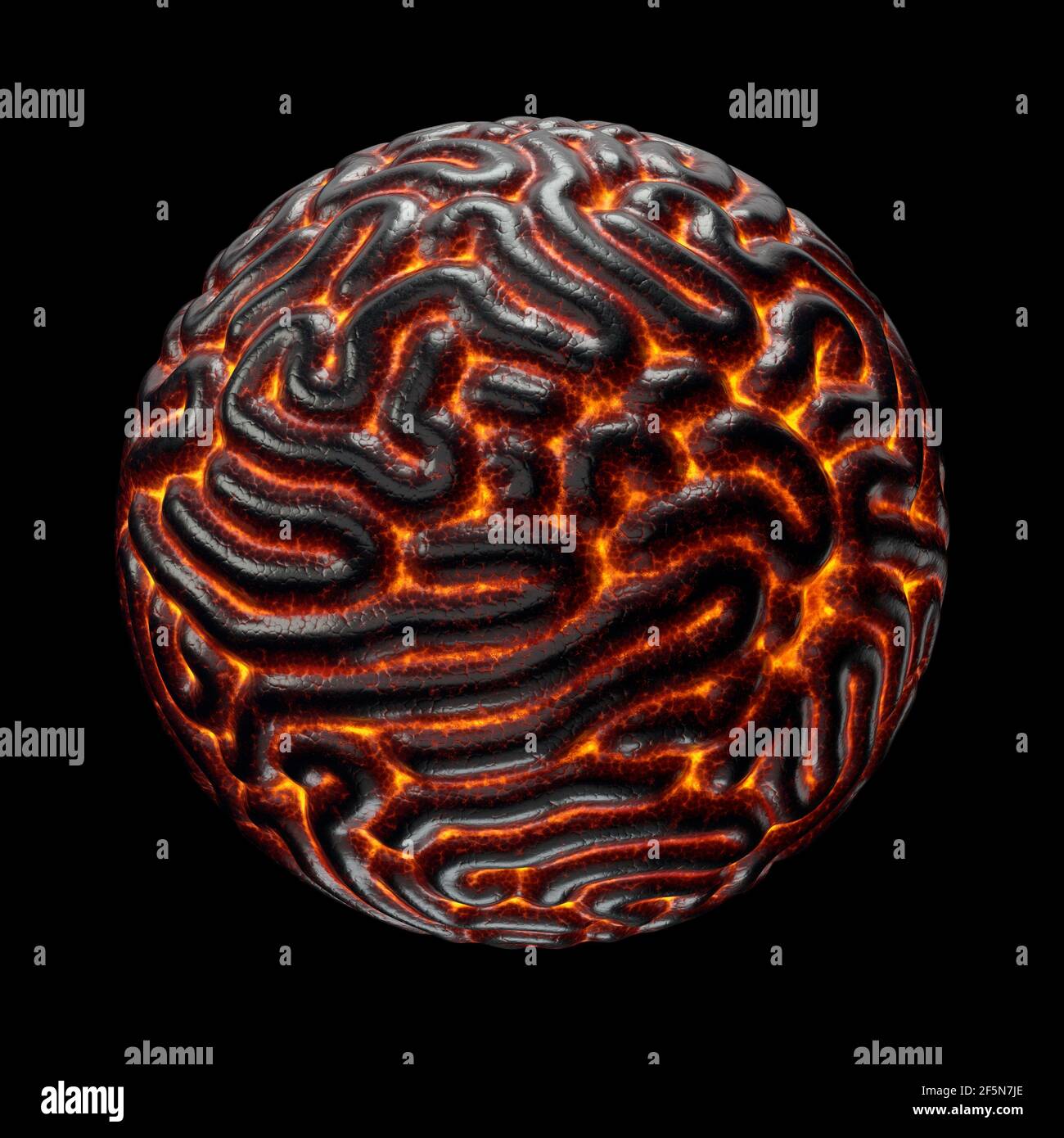 Artificial Brain with glowing details. 3d illustration, suitable for ...