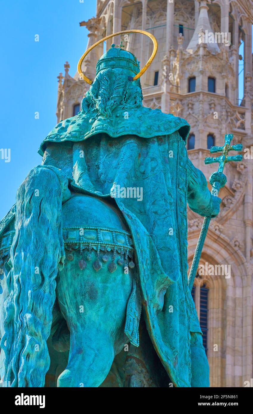 King Stephen's I statue in Buda castle. Budapest, Hungary Stock Photo ...