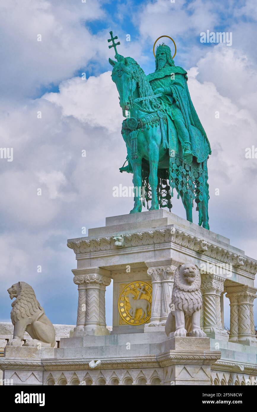 King Stephen's I statue in Buda castle. Budapest, Hungary Stock Photo ...