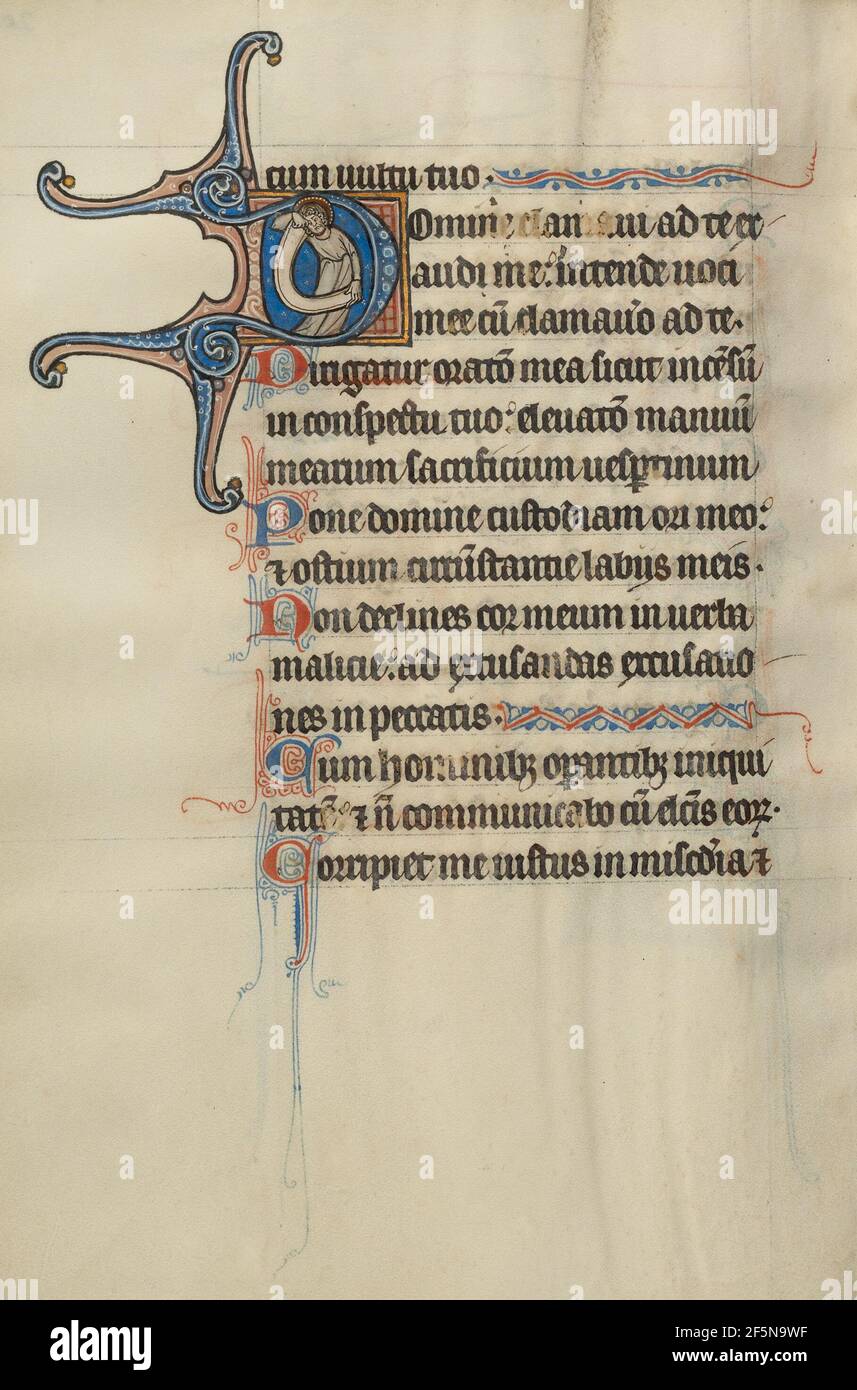Initial D: A Saint Holding a Scroll. Bute Master (Franco-Flemish ...