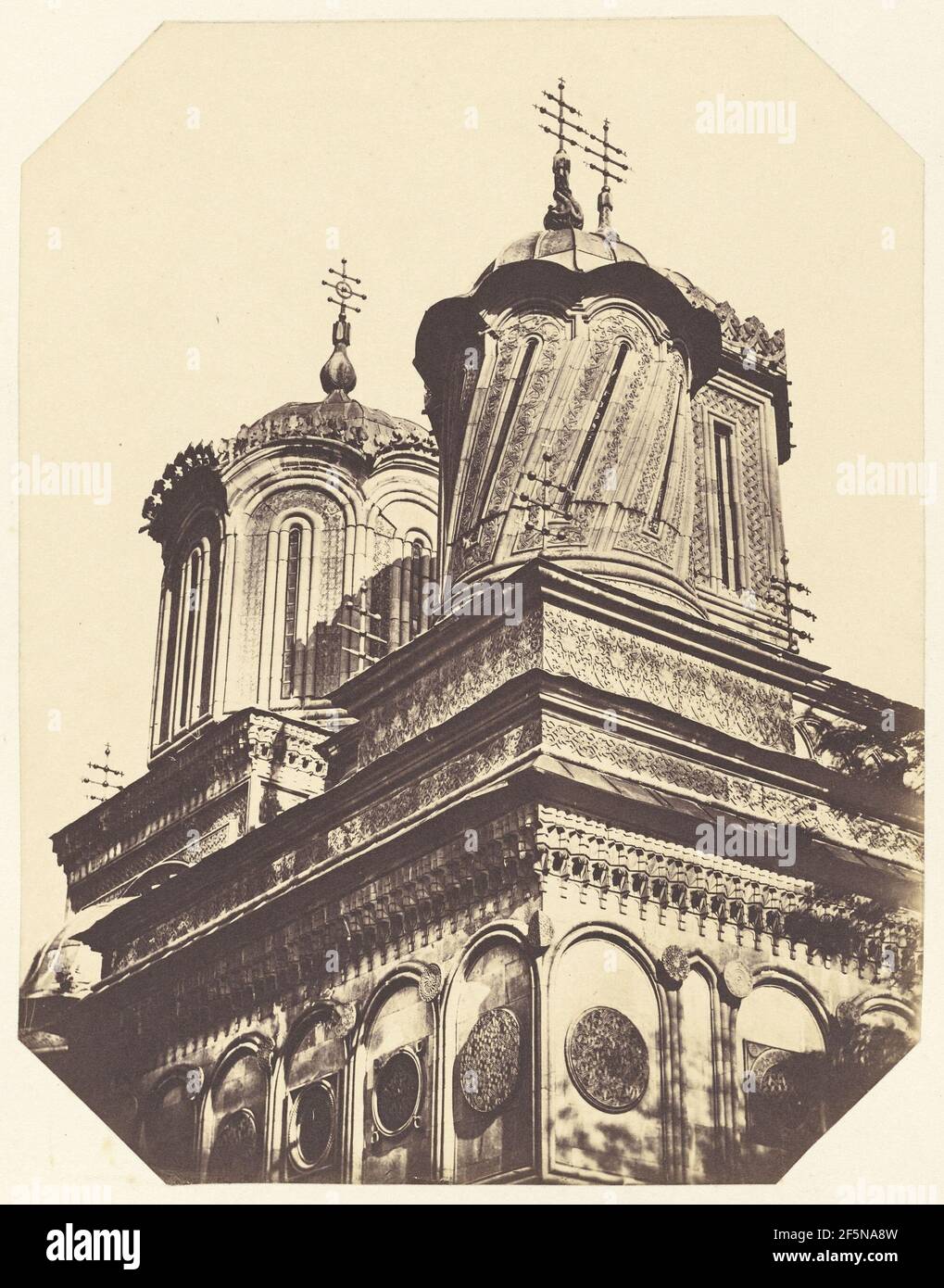 Angled view of church towers. Unknown Stock Photo - Alamy