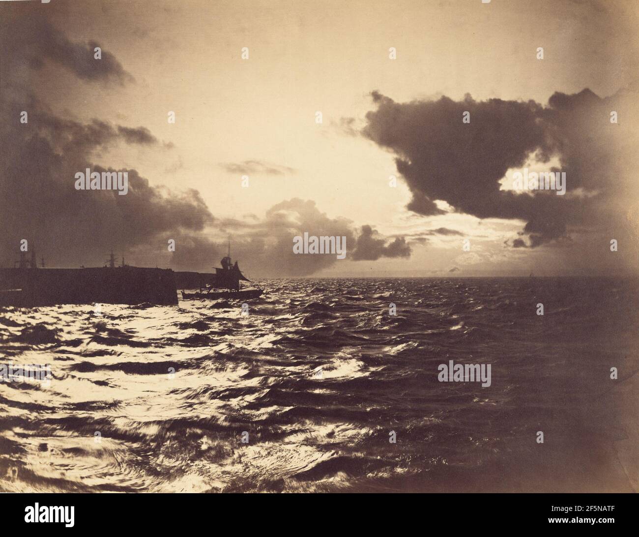 Seascape with a Ship Leaving Port. Gustave Le Gray (French, 1820 - 1884 ...