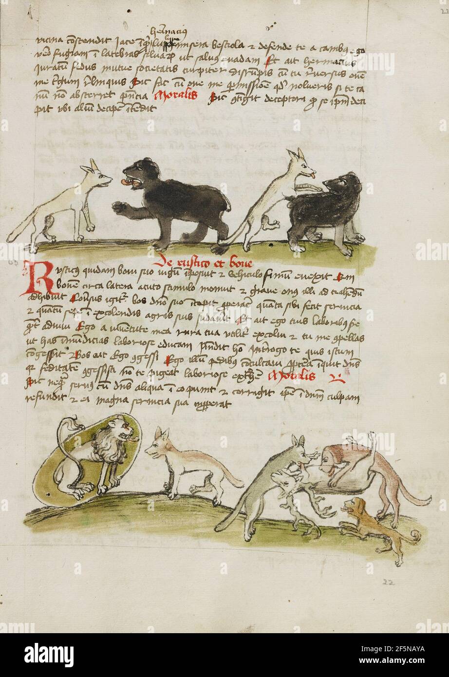 A Fox and a Bear; A Fox Attacking a Bear; A Lion in its Den and a Fox ...