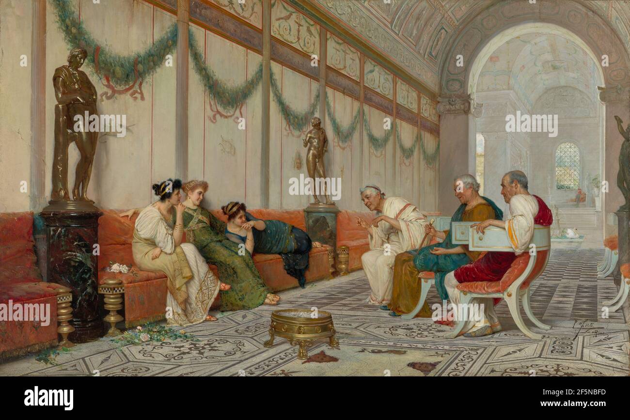 Interior of Roman Building with Figures. Ettore Forti (Italian, active ...
