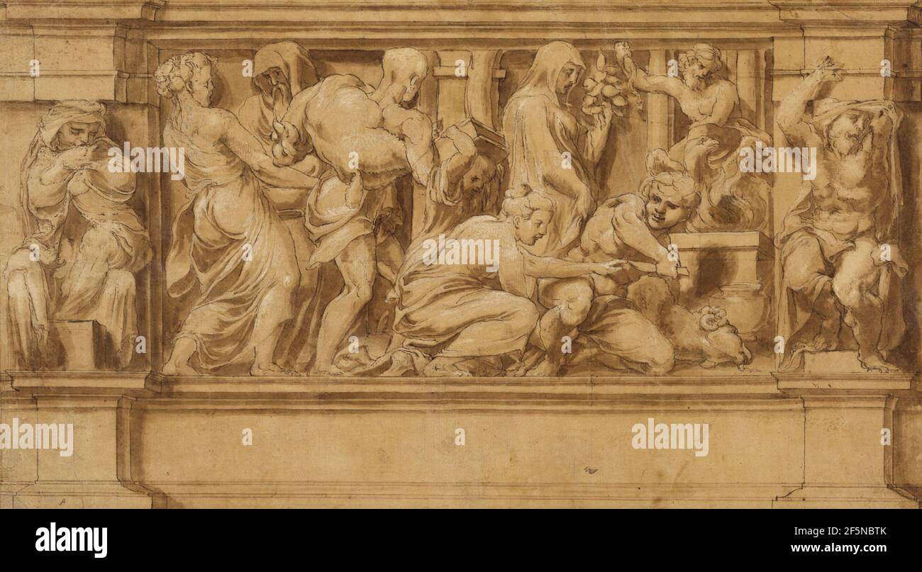 Design for a Frieze with Worshipers Bringing Sacrificial Offerings ...