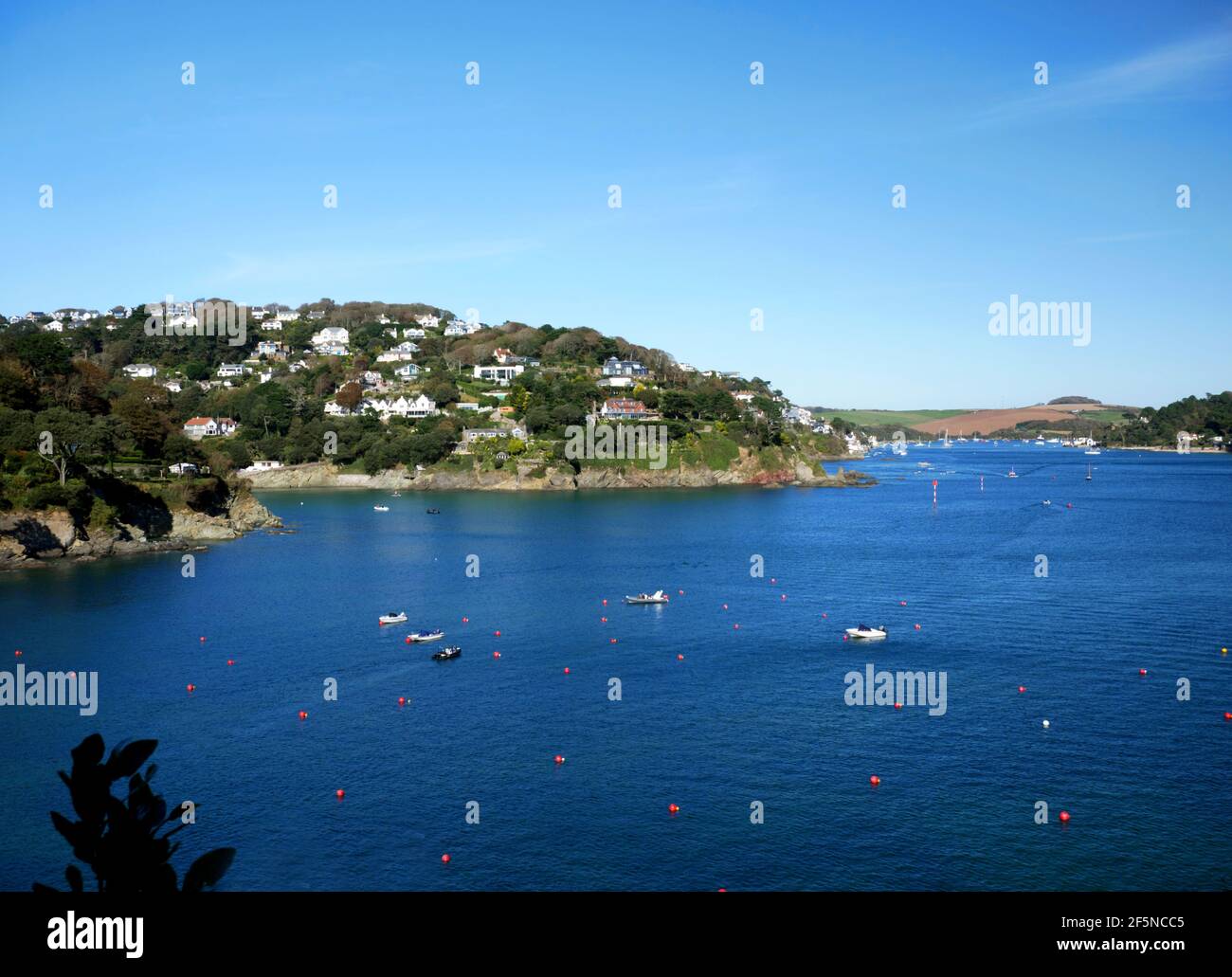 Salcombe and the Kingsbridge estuary from Splatcove Point, Devon Stock ...