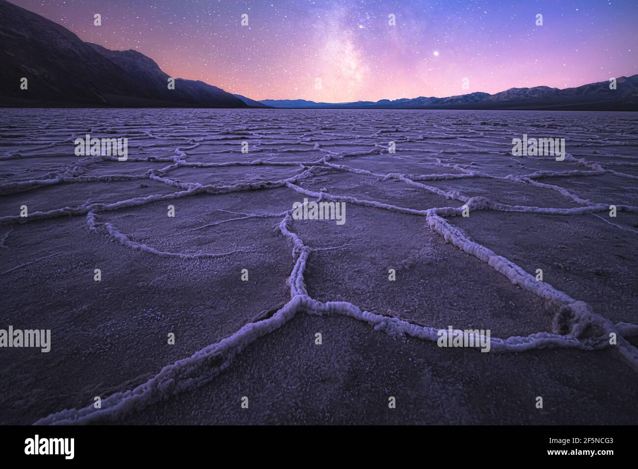 Beautiful, inspiring landscape and halite texture of the Badwater Basin ...