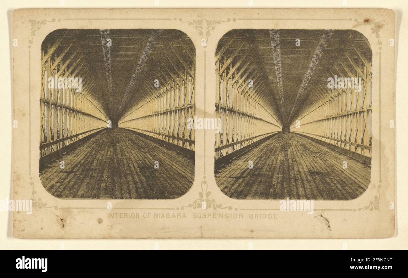 Interior of Niagara Suspension Bridge. Attributed to London ...