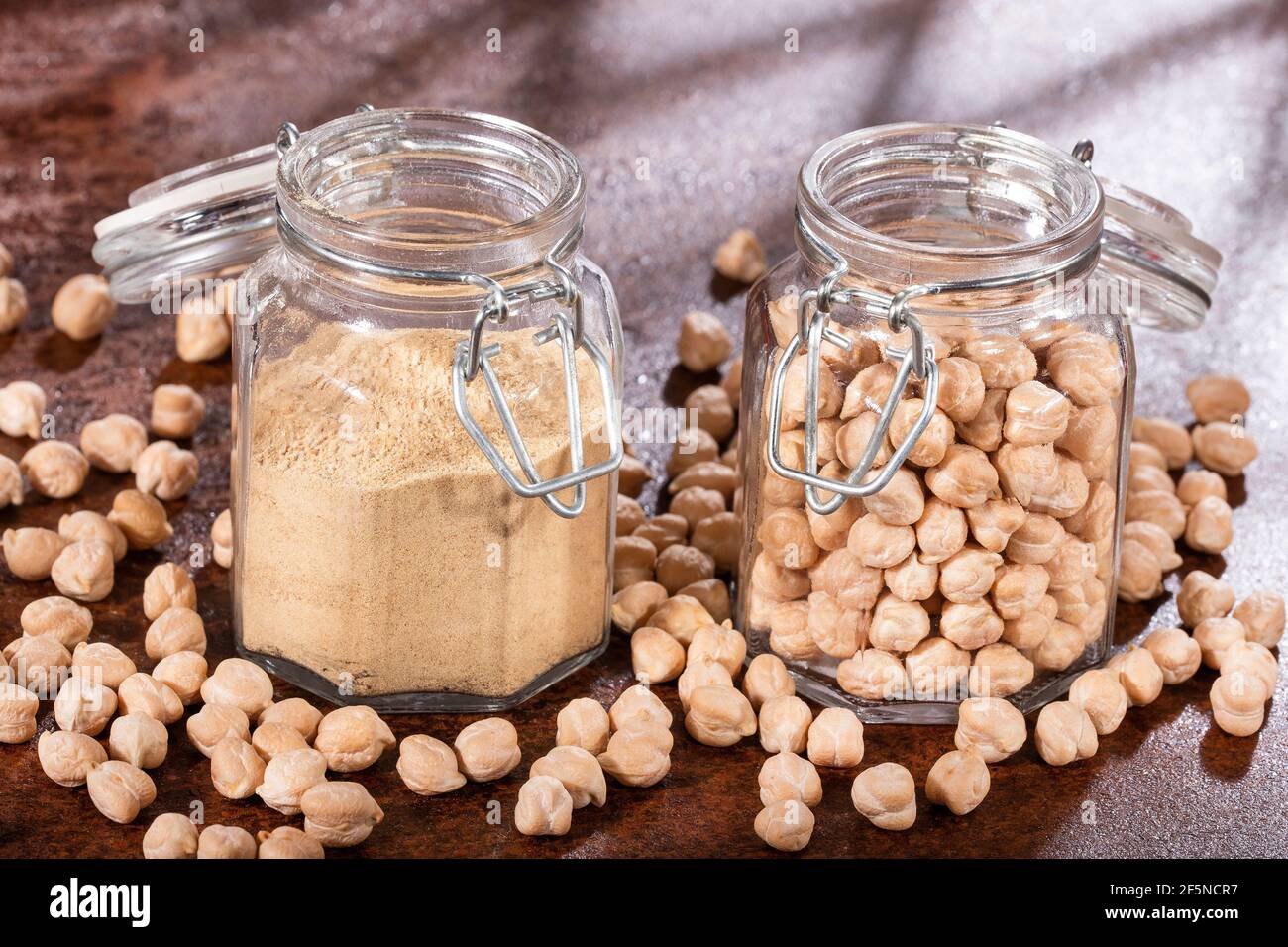 Organic chickpea flour - Cicer arietinum. Text space Stock Photo - Alamy
