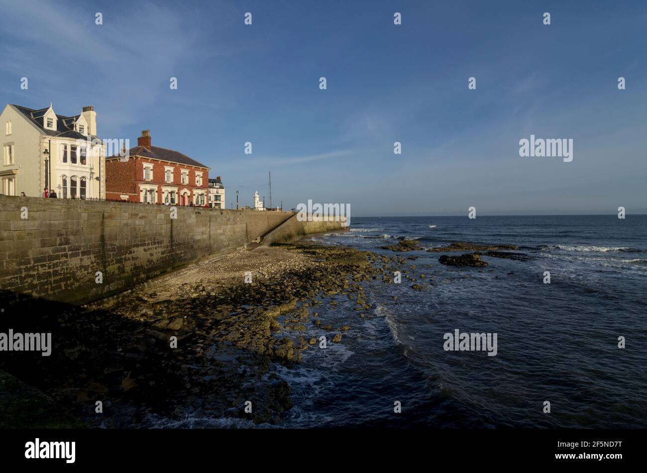 The sea front at Hartlepool's Headland, showing the Heugh Light Stock ...