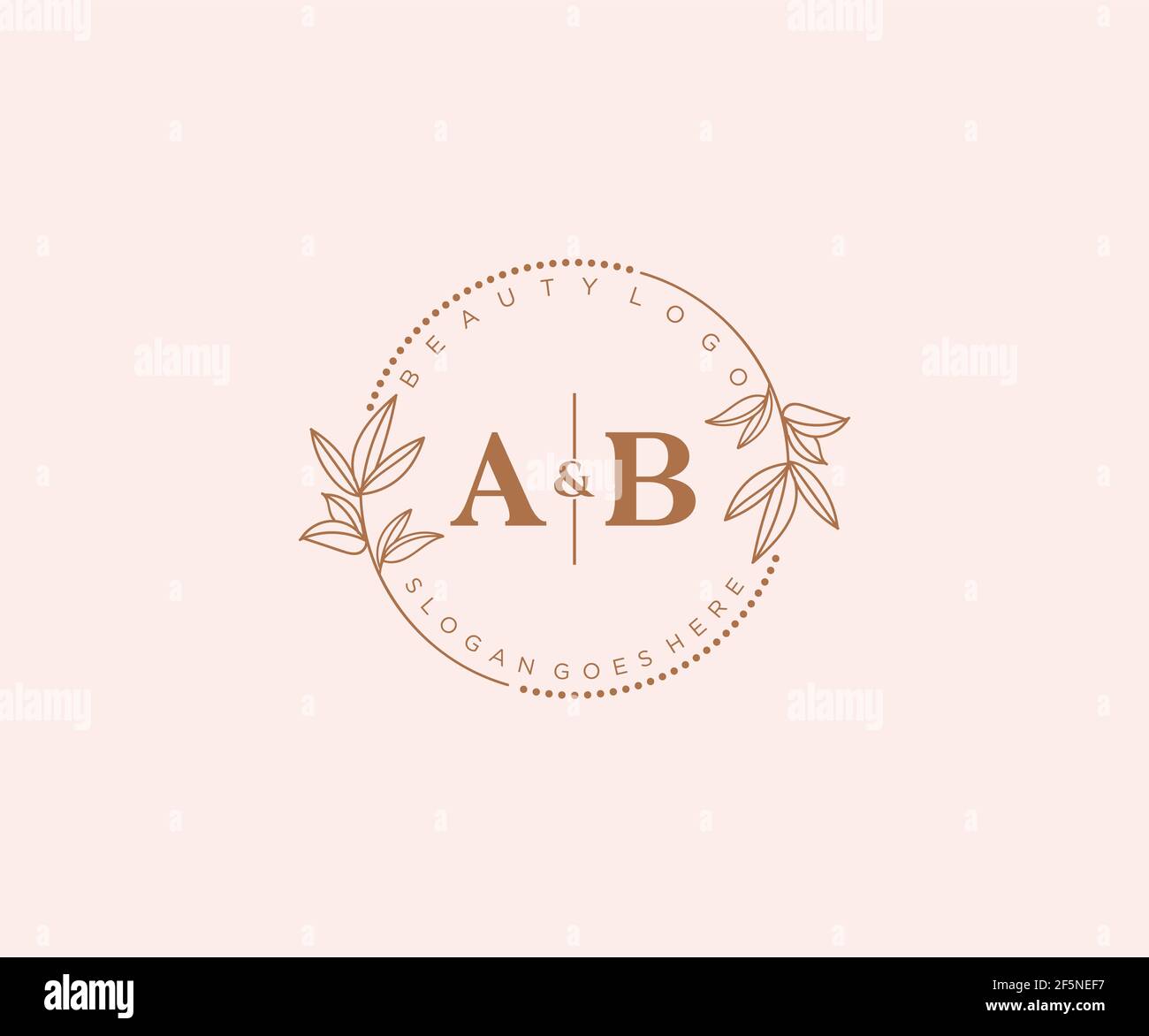 AB letters Beautiful floral feminine editable premade monoline logo ...